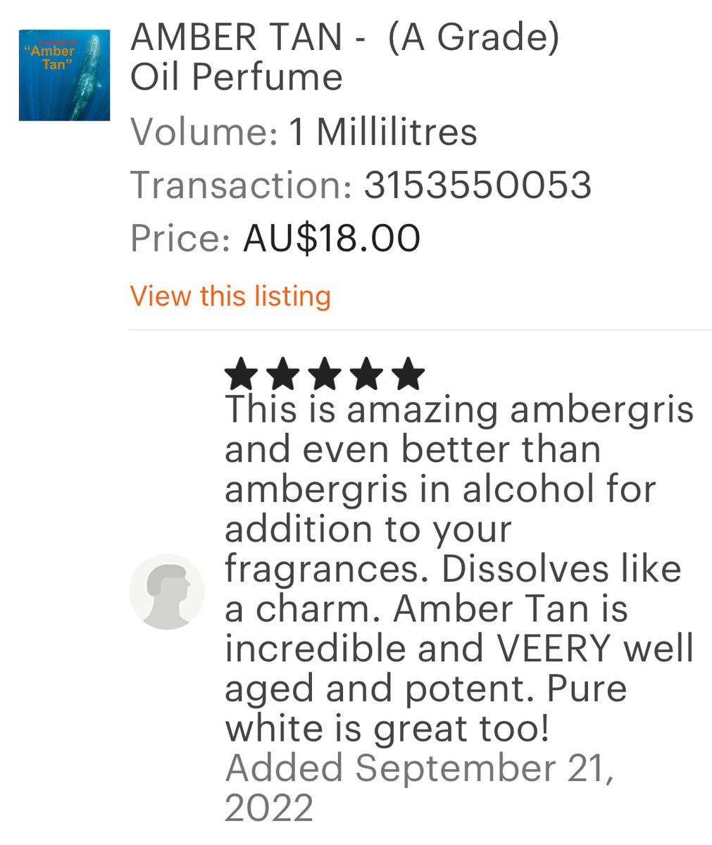 Amber/Ambergris Pure Perfume Oil - " AMBER TAN" (A GRADE) – Sultan ...